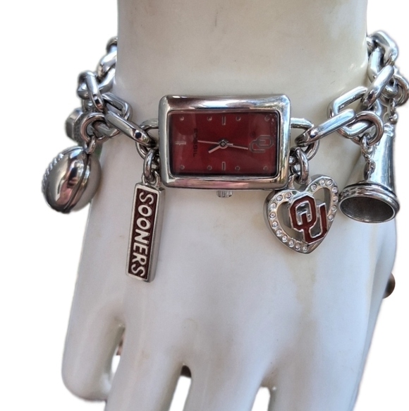 Fossil | Accessories | Fossil Oklahoma Sooners Charmed Bracelet Watch ...